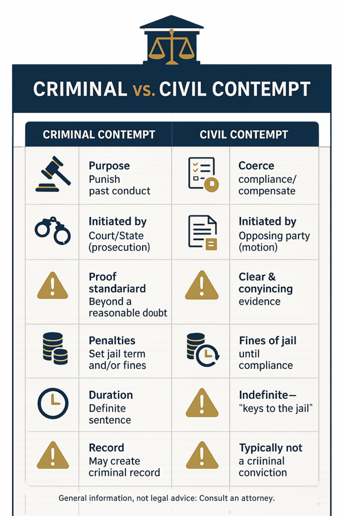 Civil vs. Criminal Contempt: Key Differences Explained